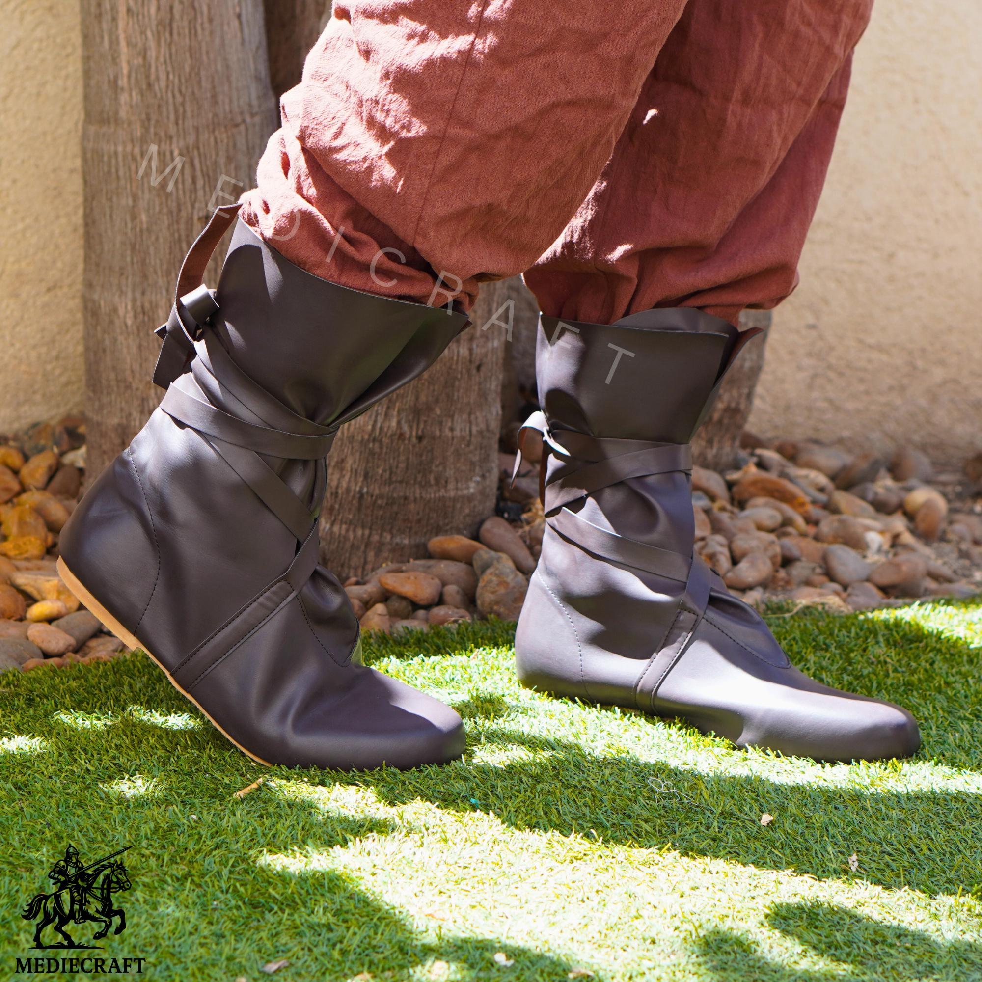 Medieval LARP Boots – Viking Leather Boots, Renaissance Costume Shoes ...