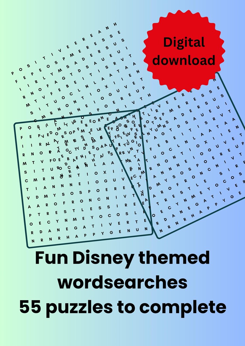 Disney Themed Word Search Fun for All Ages- Digital Download - Etsy