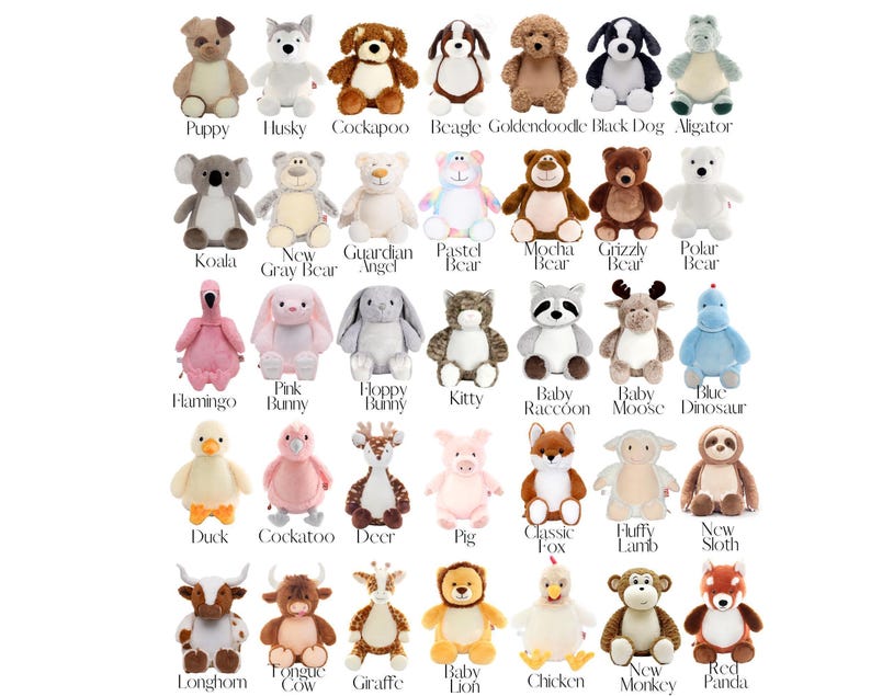 Personalize Stuffed Animal With Name, Child Birthday Gift, You Pick ...