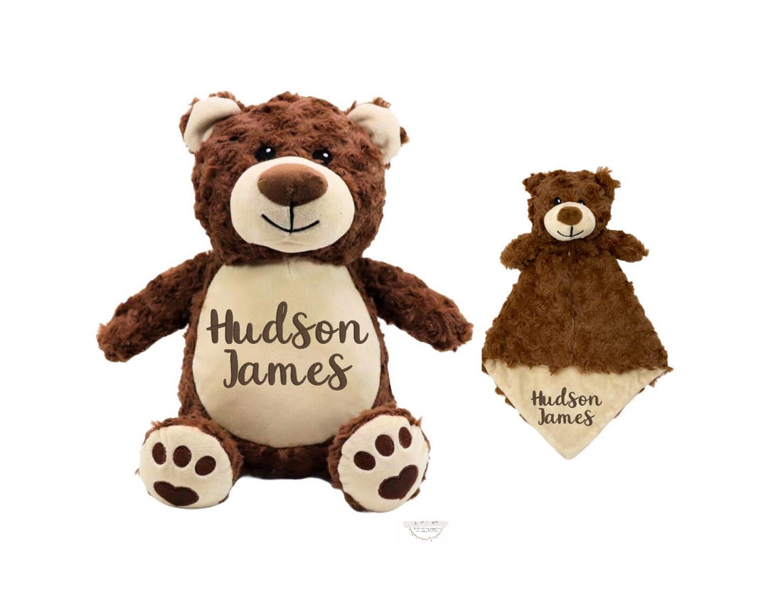 Personalized Bear Stuffed Animal and Lovey Gift Set, New Baby Gift ...