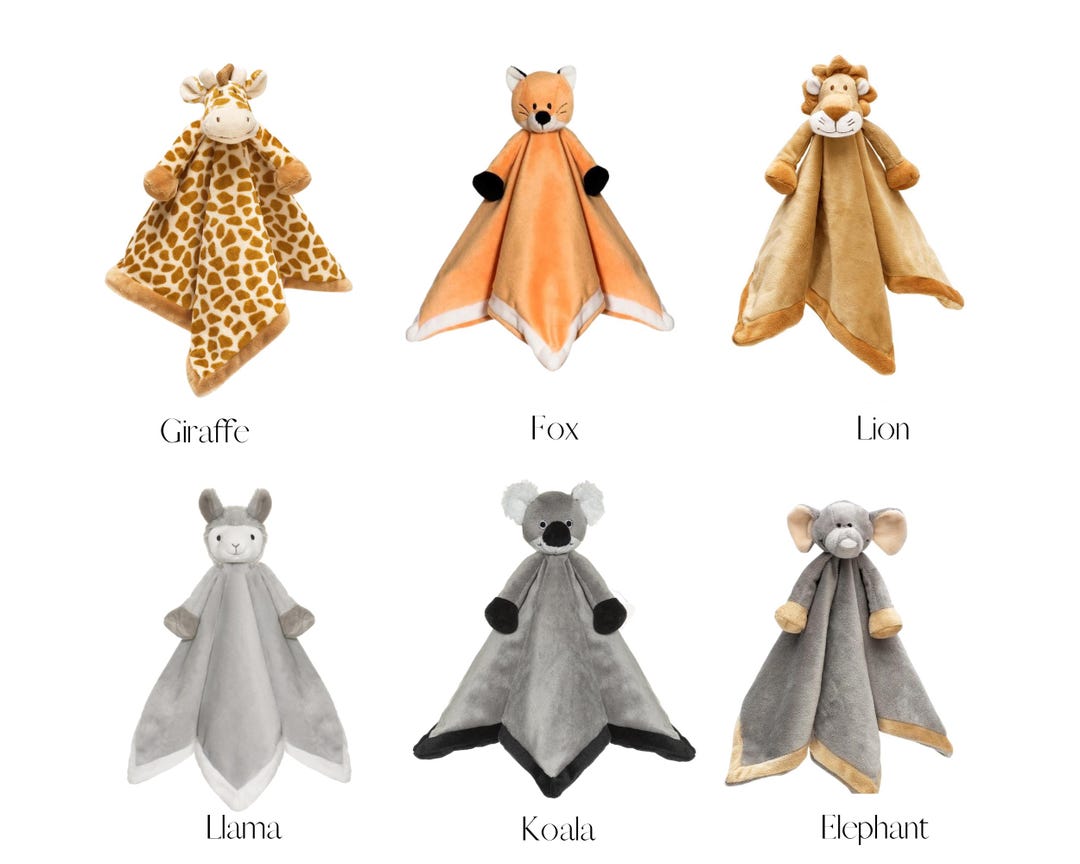 Personalized Lovey Baby Blankets, Animal Lovie Comforter Security ...