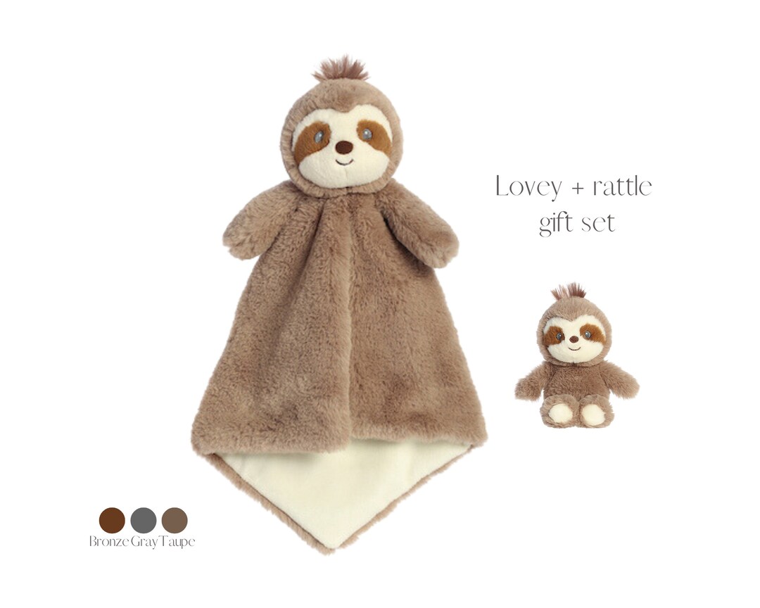 Personalized Sonny Sloth Lovey Rattle Gift Set for Baby Custom Cuddler ...