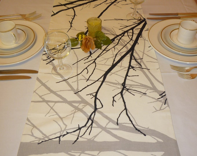 Coffee/ Console Table Runner Black White Grey Funky Tree Retro - Etsy