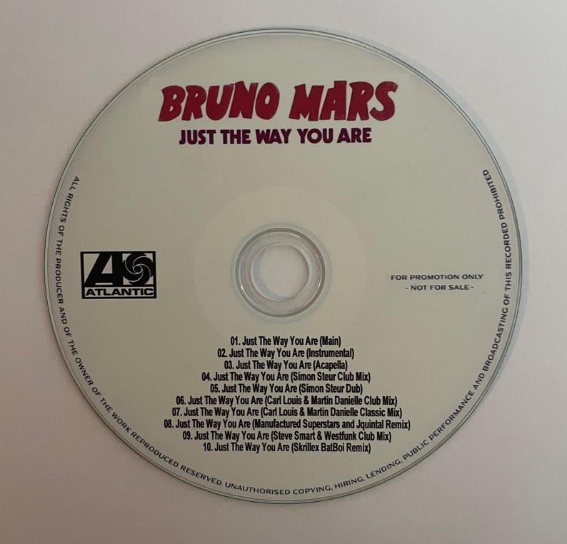 Bruno Mars - Just the Way You Are Promo CD 10 Tracks - Etsy