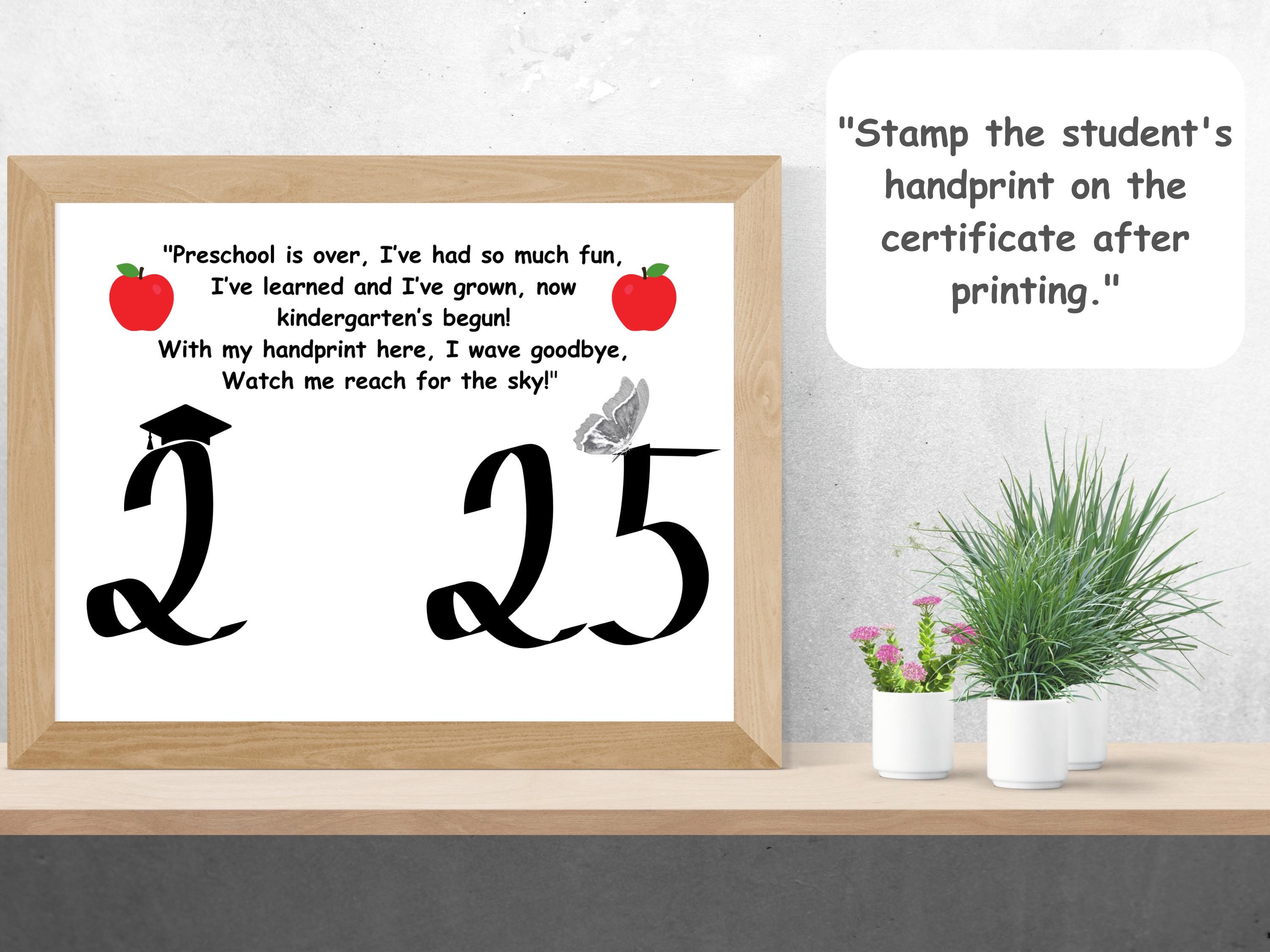 Preschool Graduation Certificate 2025 With Handprint – Printable ...