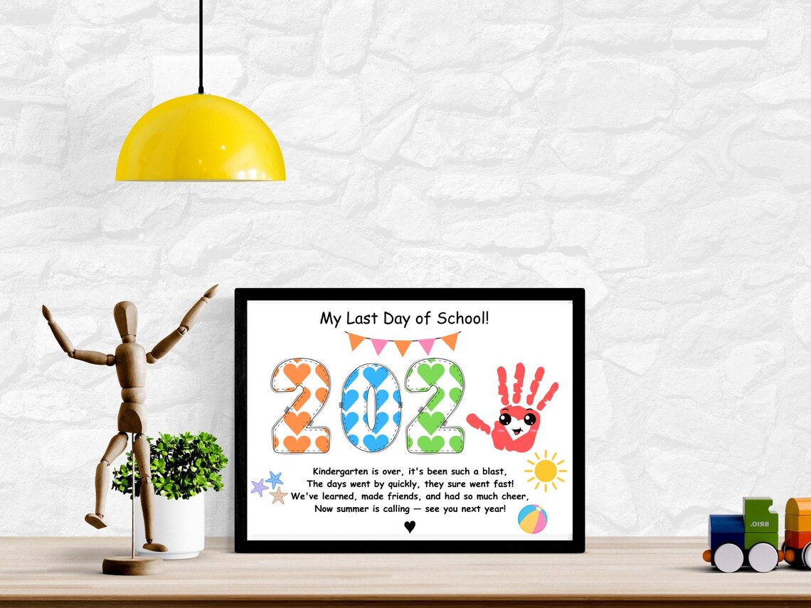 Last Day of Kindergarten Handprint Certificate – Printable PDF – End of ...