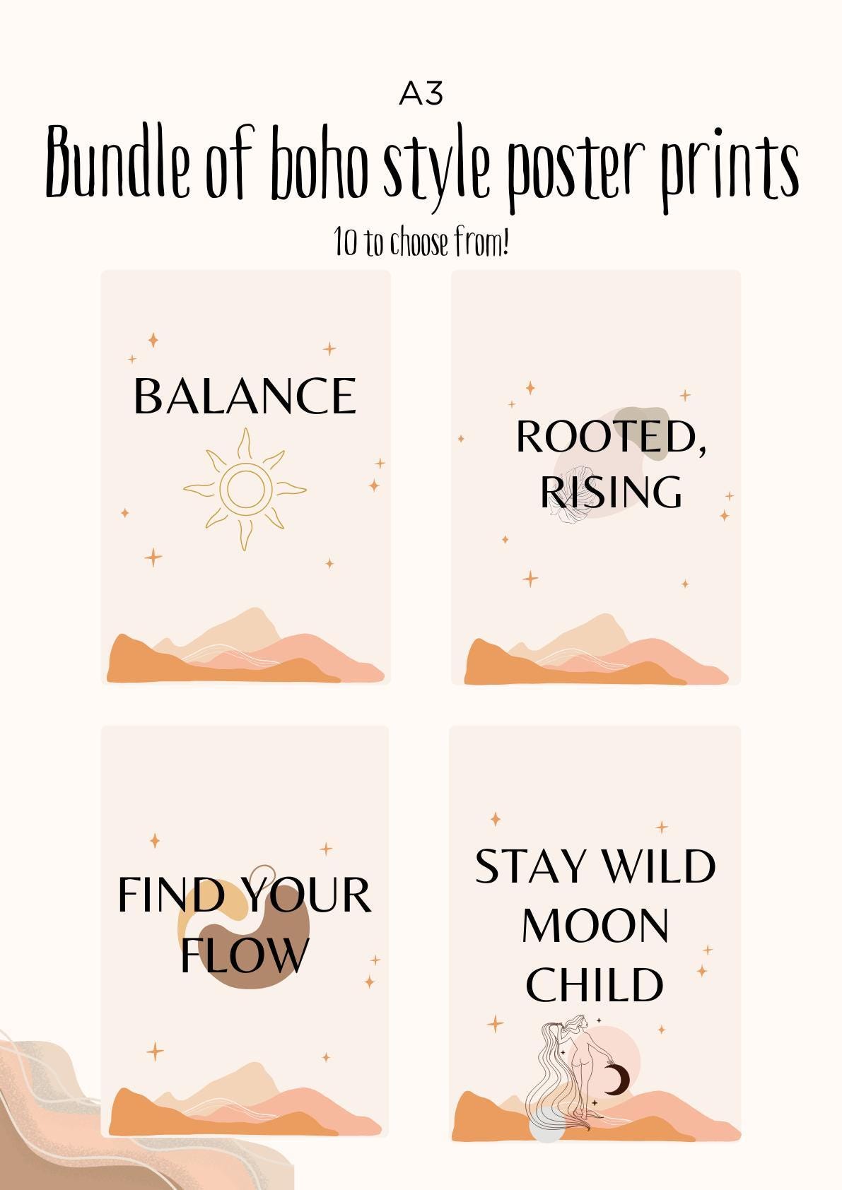 Bundle of Boho Style Digital Poster Prints - Etsy