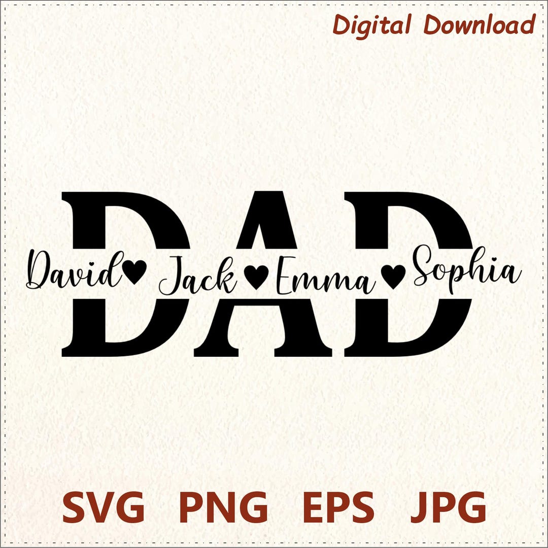 Father's Day SVG, Dad SVG, Dad Split Name Frame Svg, Dad Png, Dad Cut ...