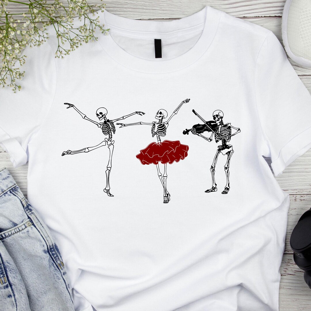 Dancing Skeleton Couple PNG, Halloween Ballet Ghosts With Violin ...