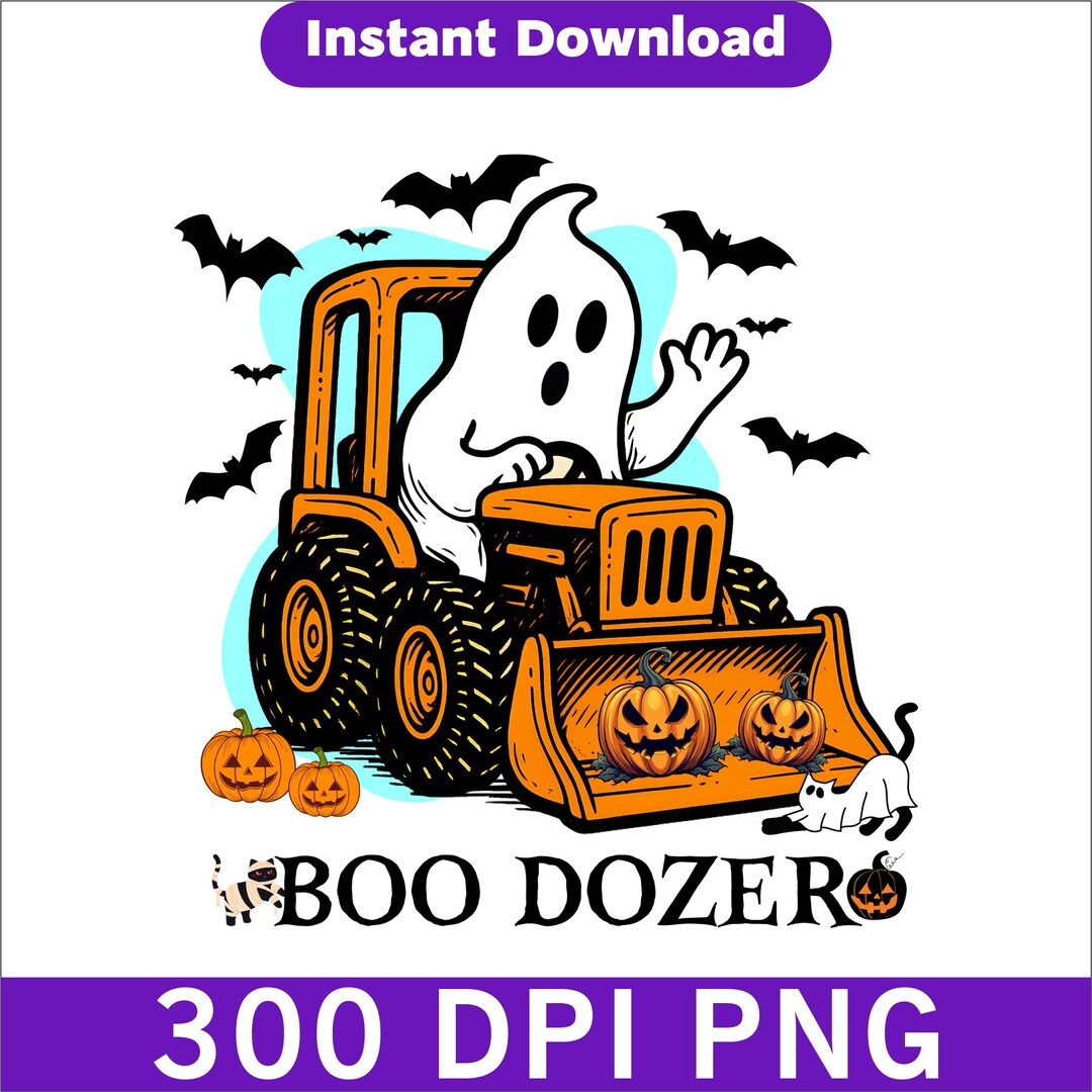 Cute Pumpkin Bulldozer Design, Boo Dozer PNG, Halloween Kids Png ...