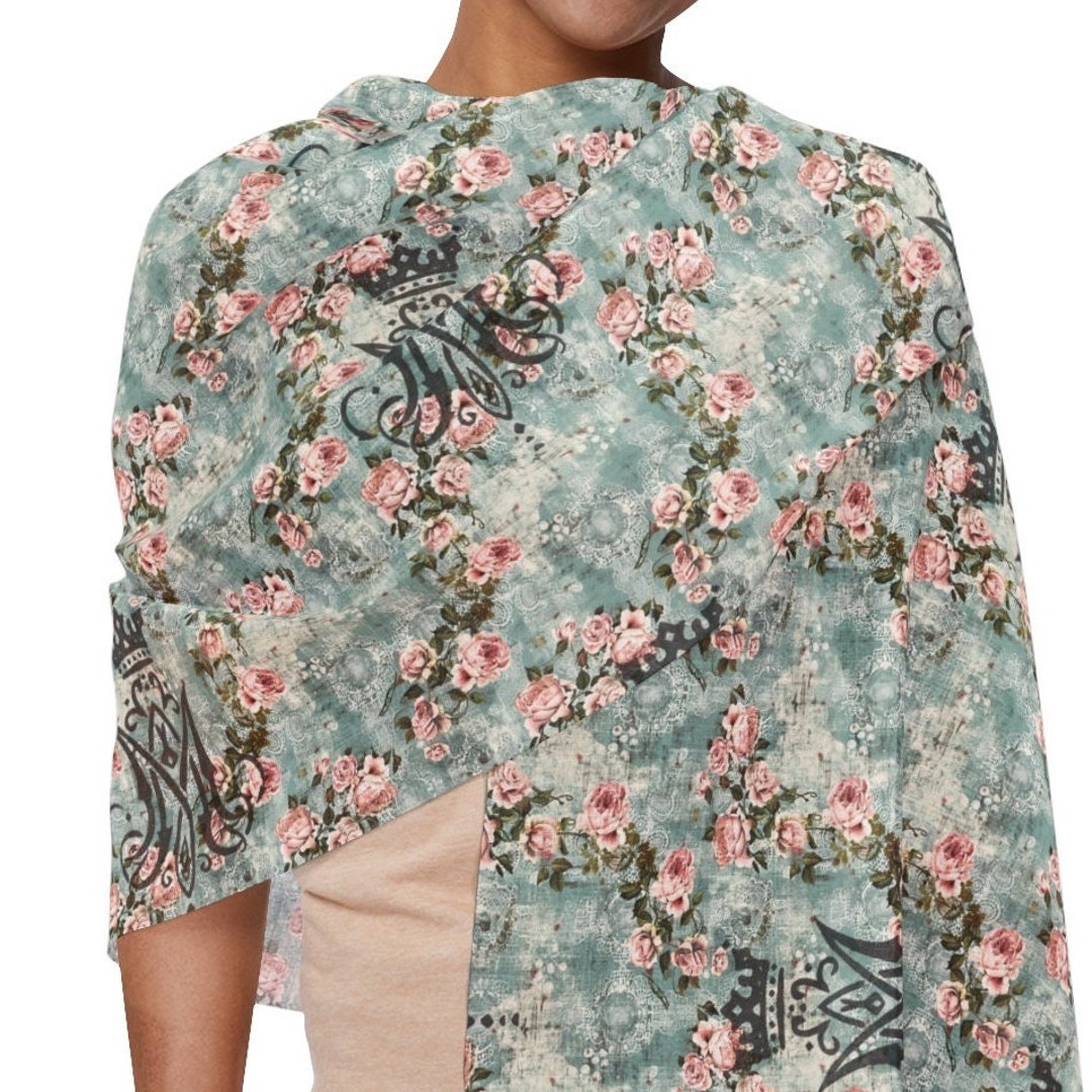 Blue Rose Catholic Scarf for Women, Marian Scarf, Catholic Gift ...