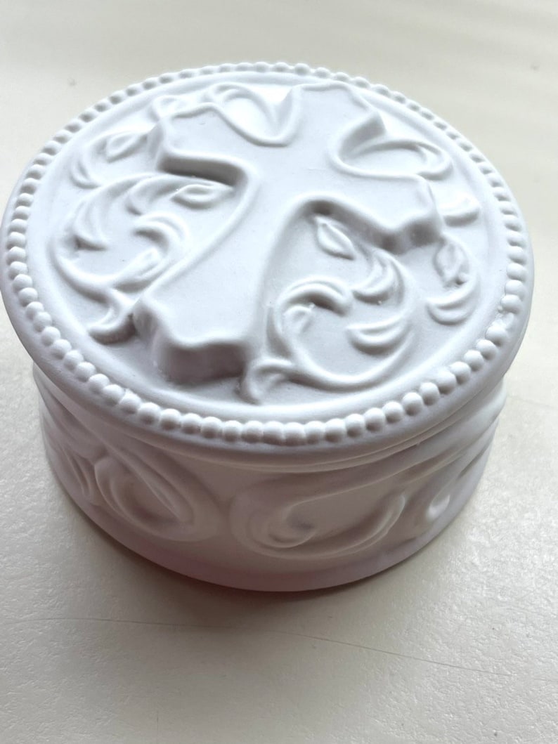 Rosary Box Porcelain Cross Box Jewelry Box Trinket Box - Etsy