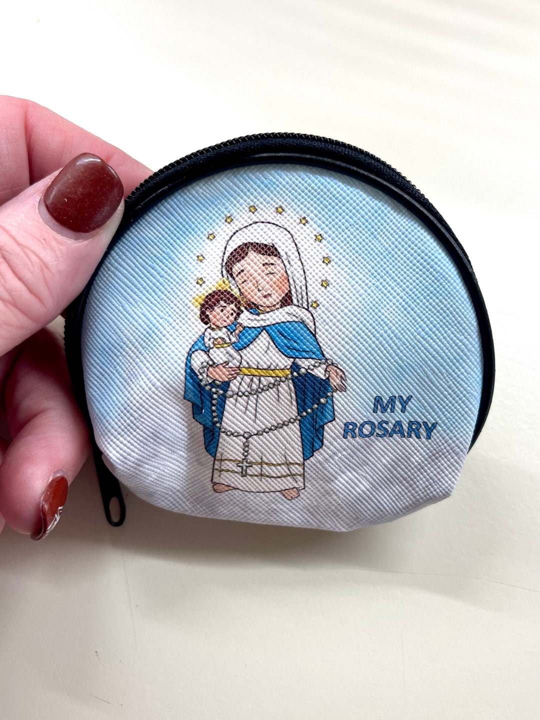 Rosary Case With Mary Zipper Pouch. Perfect for 1st Communion ...