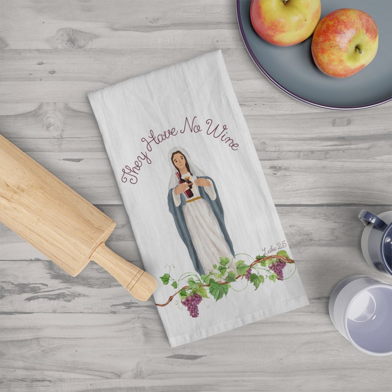 Catholic Tea Towel Set, Marian Gift, Jesus Miracle, Catholic Gift Mom ...