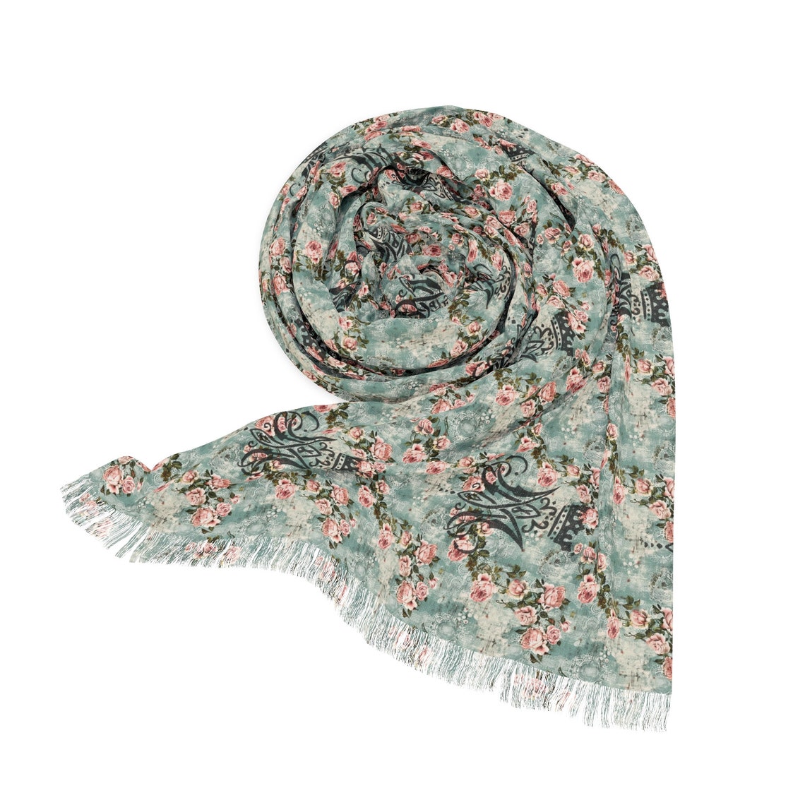 Blue Rose Catholic Scarf for Women, Marian Scarf, Catholic Gift ...