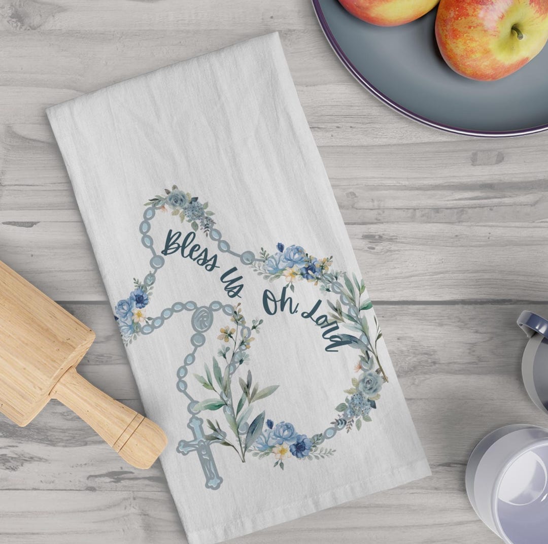 Catholic Tea Towel, Catholic Meal Prayer, Catholic Kitchen Towel ...