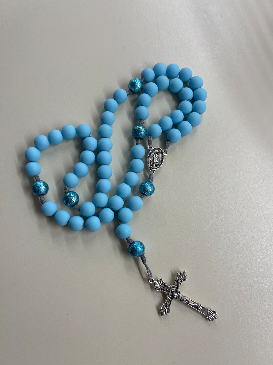 Child’s Rosary Handmade Rosary Light Blue Beaded Rosary, Child’s Rosary ...
