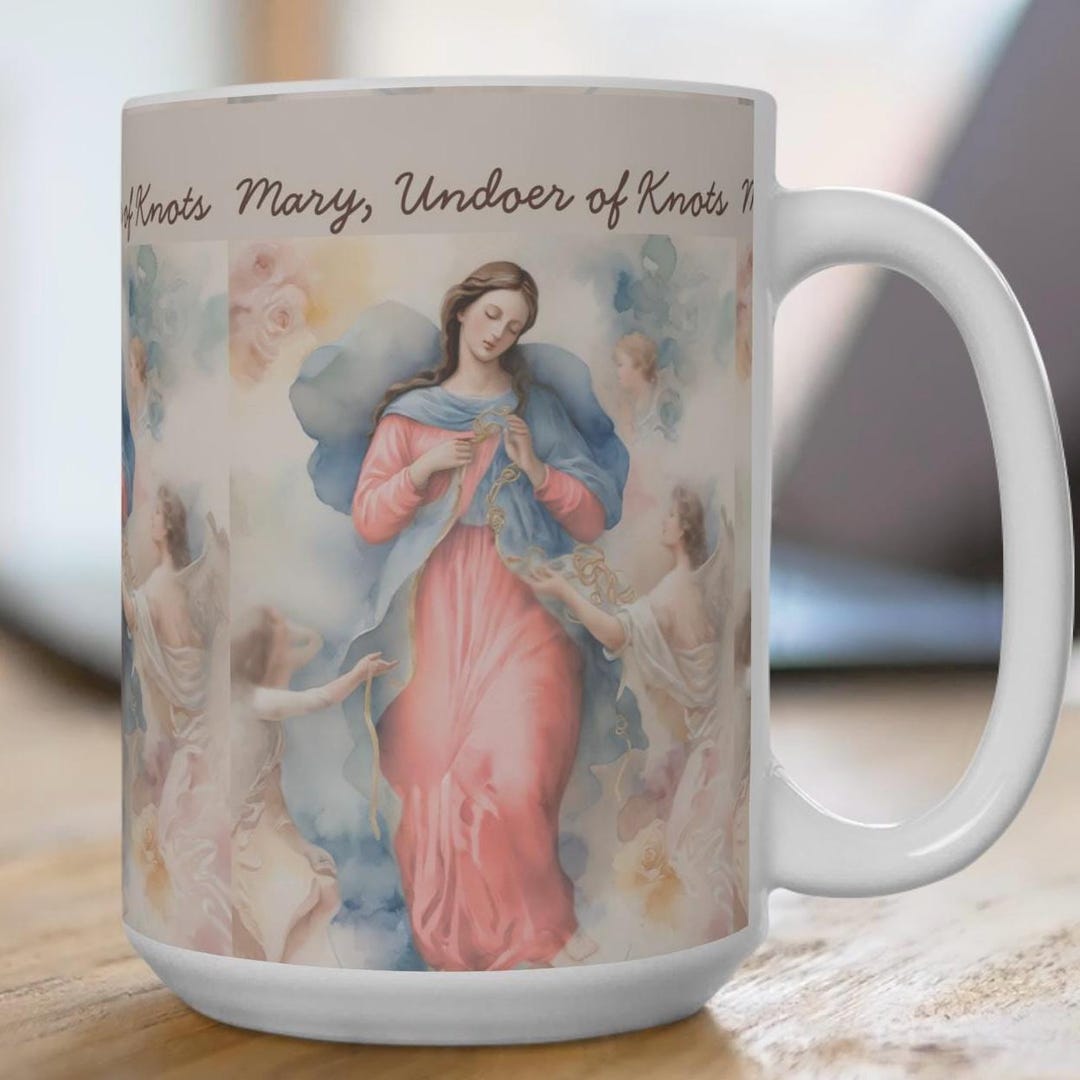 Mary Undoer of Knots Mug Pastel, Mary Untier of Knots, Catholic Mug ...