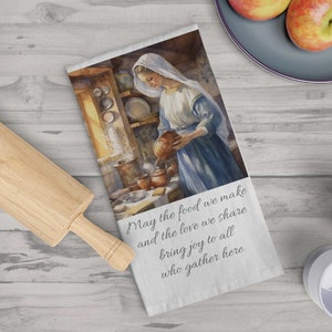 Catholic Tea Towel, Kitchen Madonna, Marian Gift, Catholic Gift Mom ...