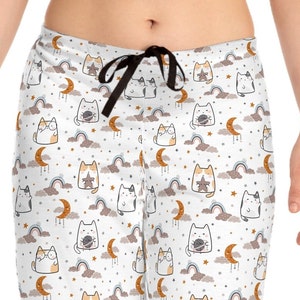 Boho Cat Pajamas Kitty Pajamas, Autumn Pajama Pants, Rainbow Pajamas ...