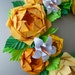 Yellow Rose Origami Paper Wreath With Green Leaves | Etsy