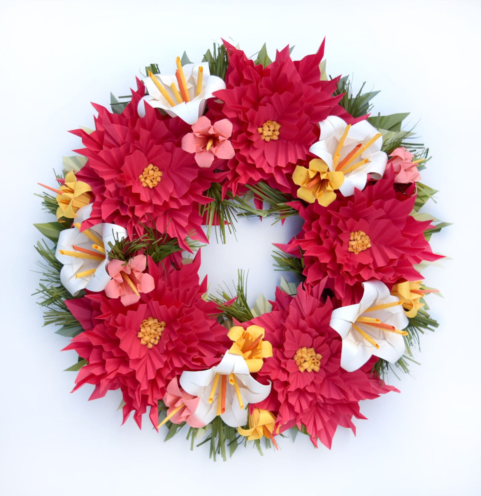 Christmas Poinsettia Wreath Holiday Wreath New Years and - Etsy