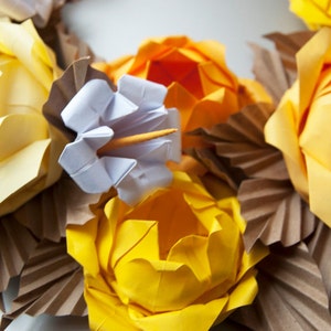 Yellow Rose Origami Paper Wreath, Thanksgiving Holiday Fall Wreath - Etsy