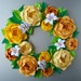 Yellow Rose Origami Paper Wreath With Green Leaves | Etsy