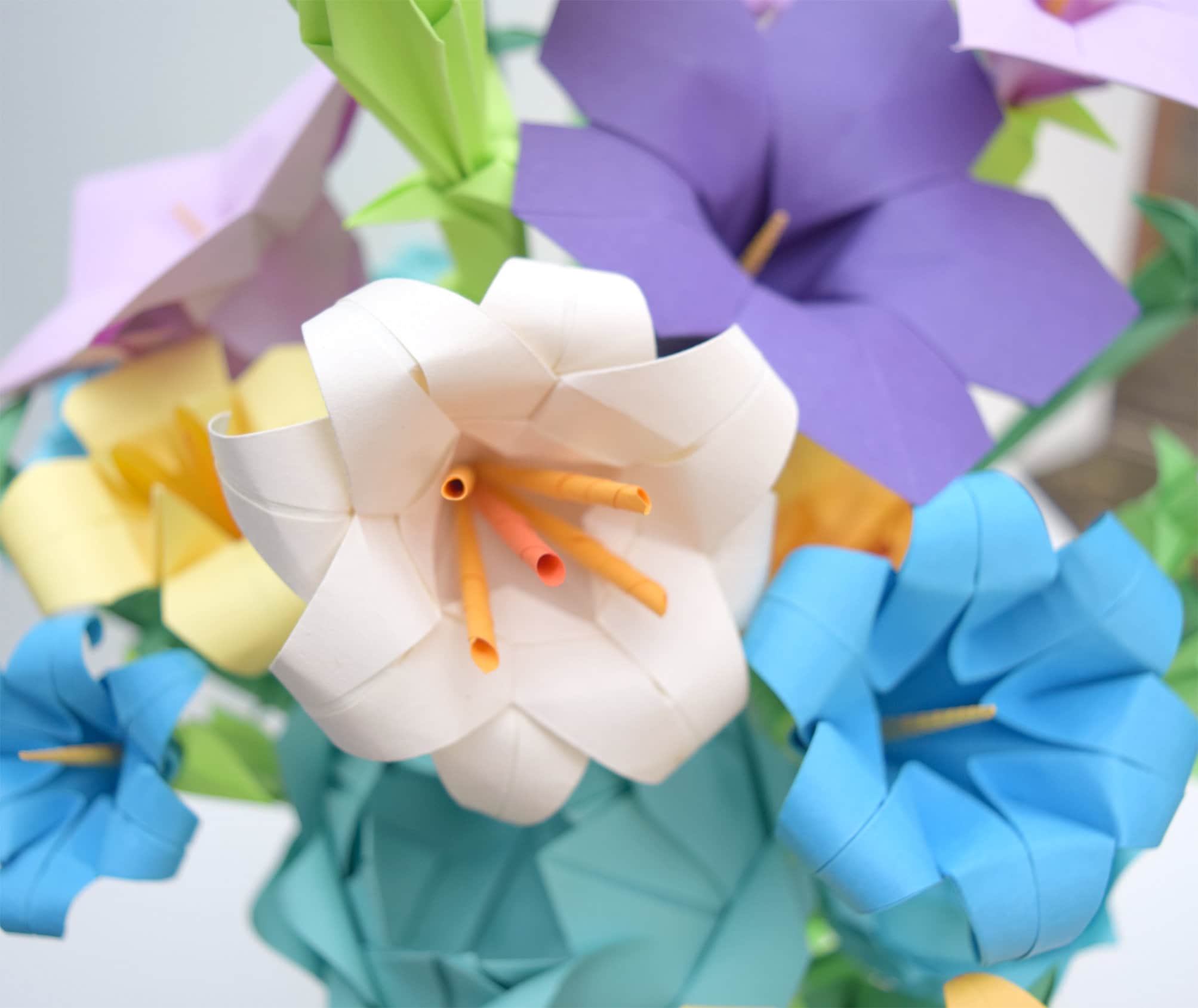 Blue Purple Lavender Assorted Origami Flowers Mother's - Etsy