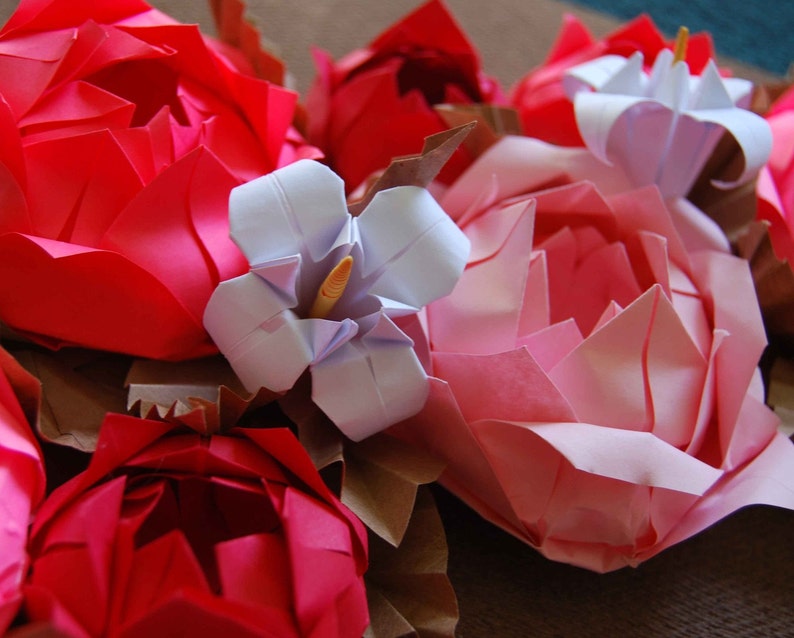 Valentine's Day Wreath Pink Rose Origami Paper Wreath - Etsy