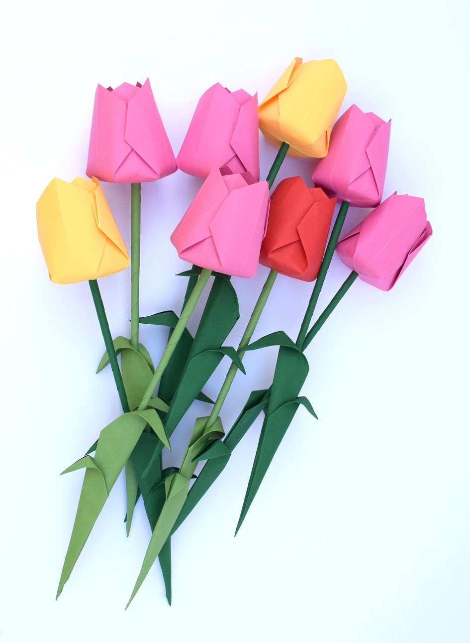 Assorted Origami Flower Bouquet: Lavender, Yellow, Orange - Etsy