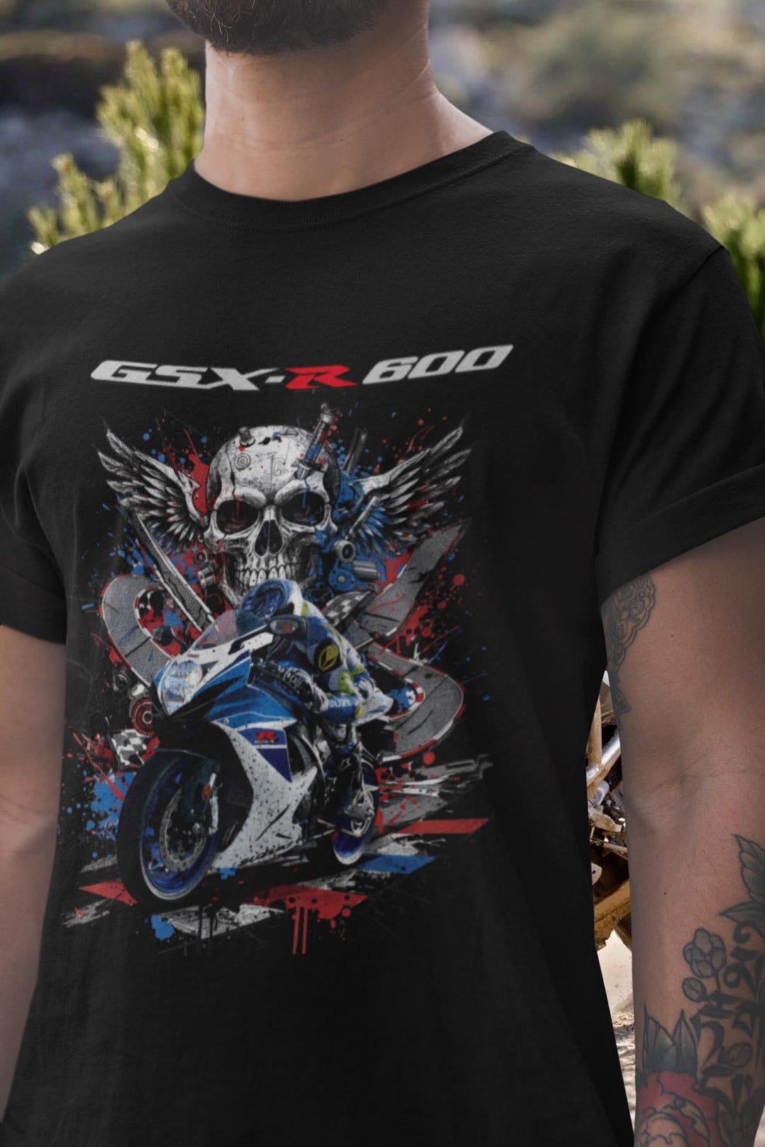 Suzuki GSX-R600 T Shirt, the Skull Racing Tee, Motorcycle Gift for ...