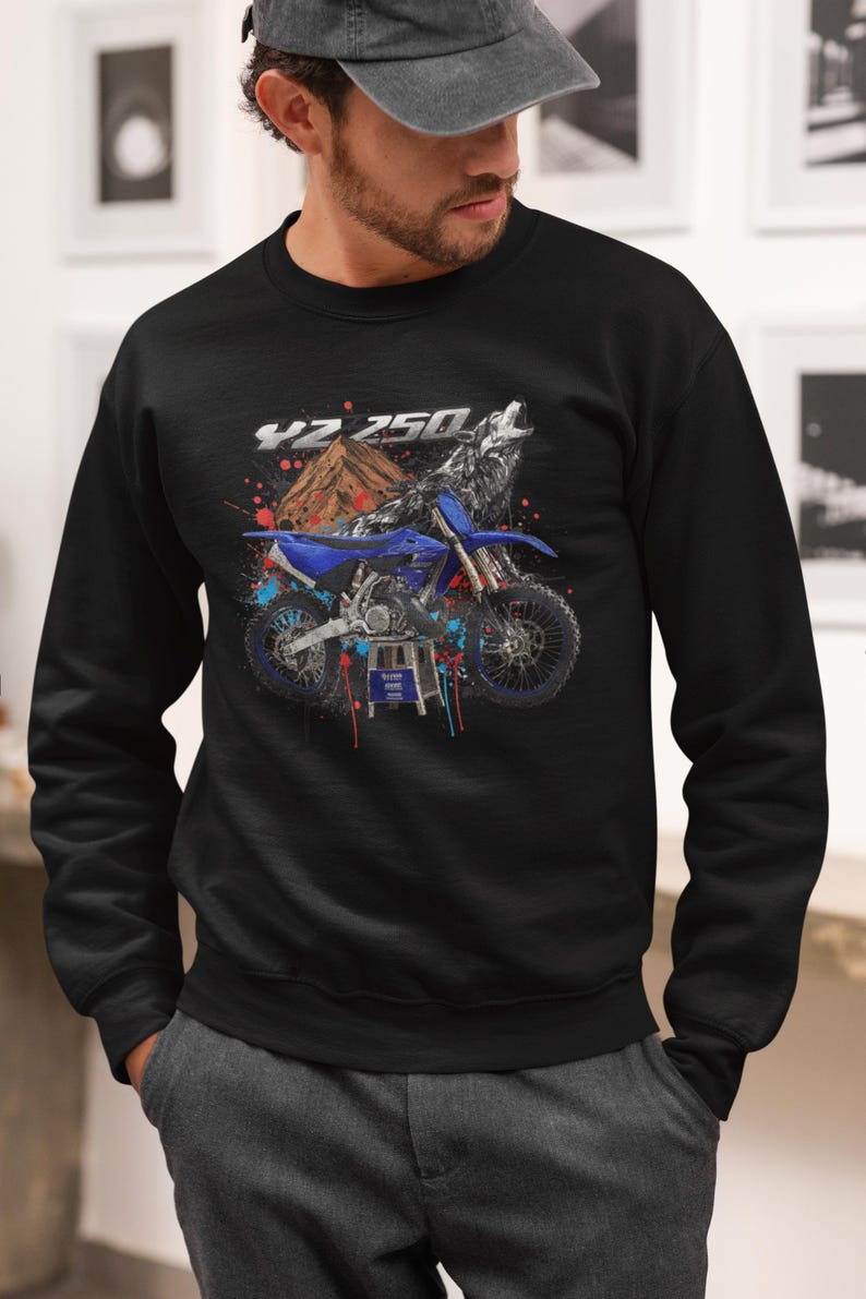 Yamaha YZ250 Sweatshirt, 2-stroke Icon Biker Gift, for Men, Modern MX ...