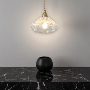 Vintage Floral Glass Ceiling Light – Retro Pendant Lamp for Kitchen ...