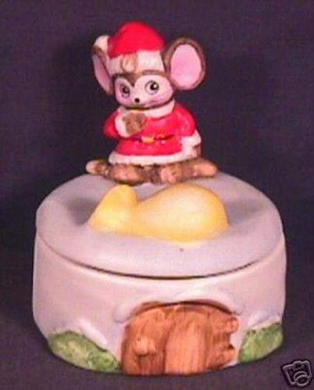 Porcelain Homco Sitting Christmas Mouse Trinket Box - Etsy