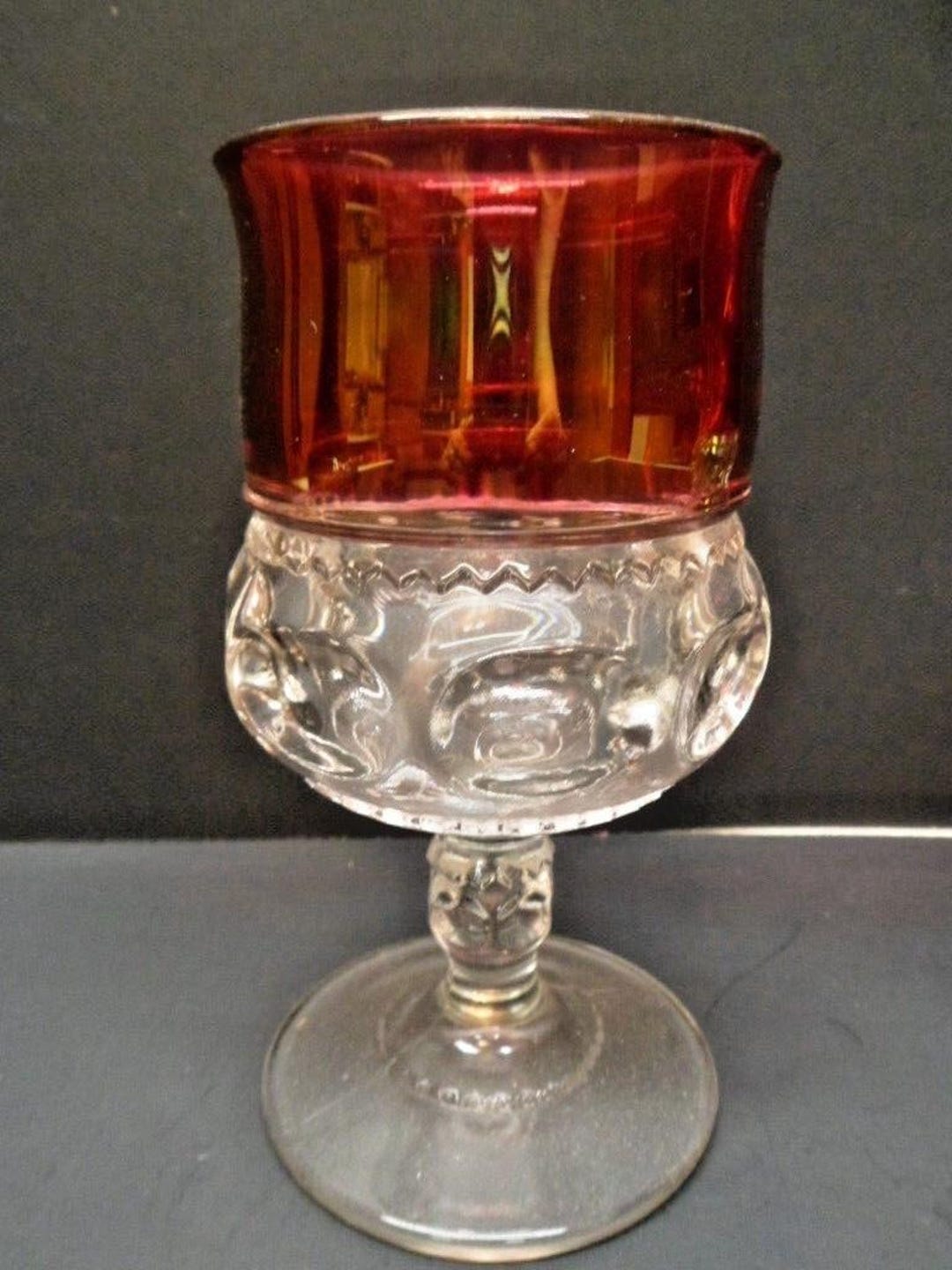 Set of Four Mint Tiffin Ruby Kings Crown 5 5/8" Water Goblet Straight ...