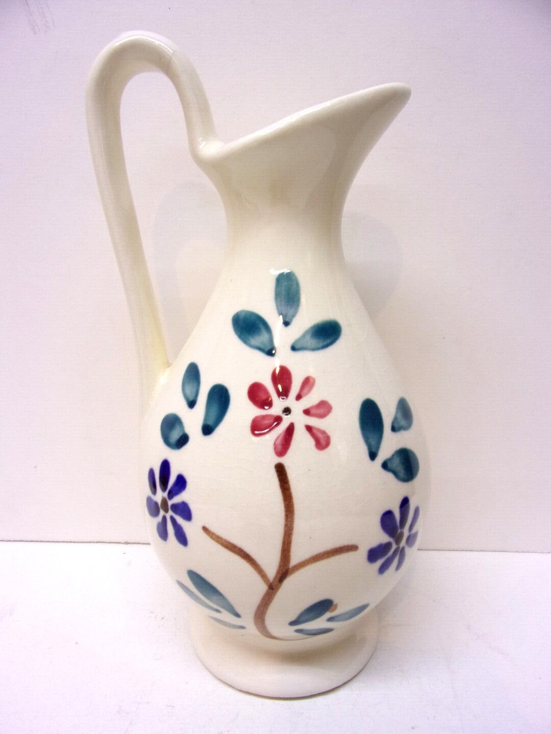 Purinton Slip Ware Pitcher Vase Small Flower Design Marked 7 1/8 Inch ...