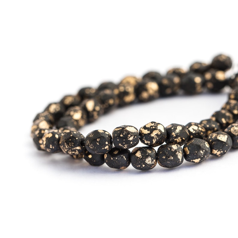 Matte Jet Black Gold Fleck Czech Glass Rounds Spacer Beads - Etsy Australia
