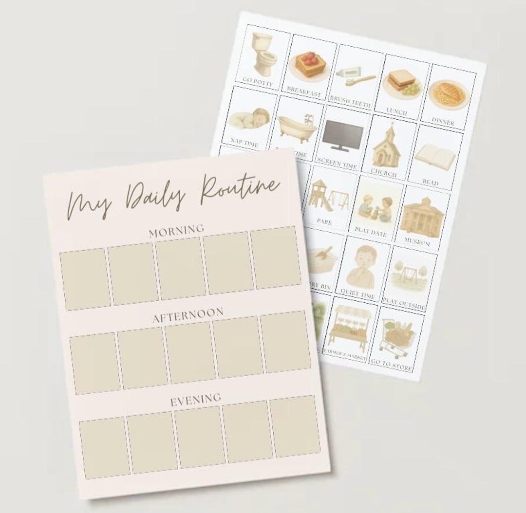 Toddler Daily Routine Chart – Printable Visual Schedule for Kids, Calm ...