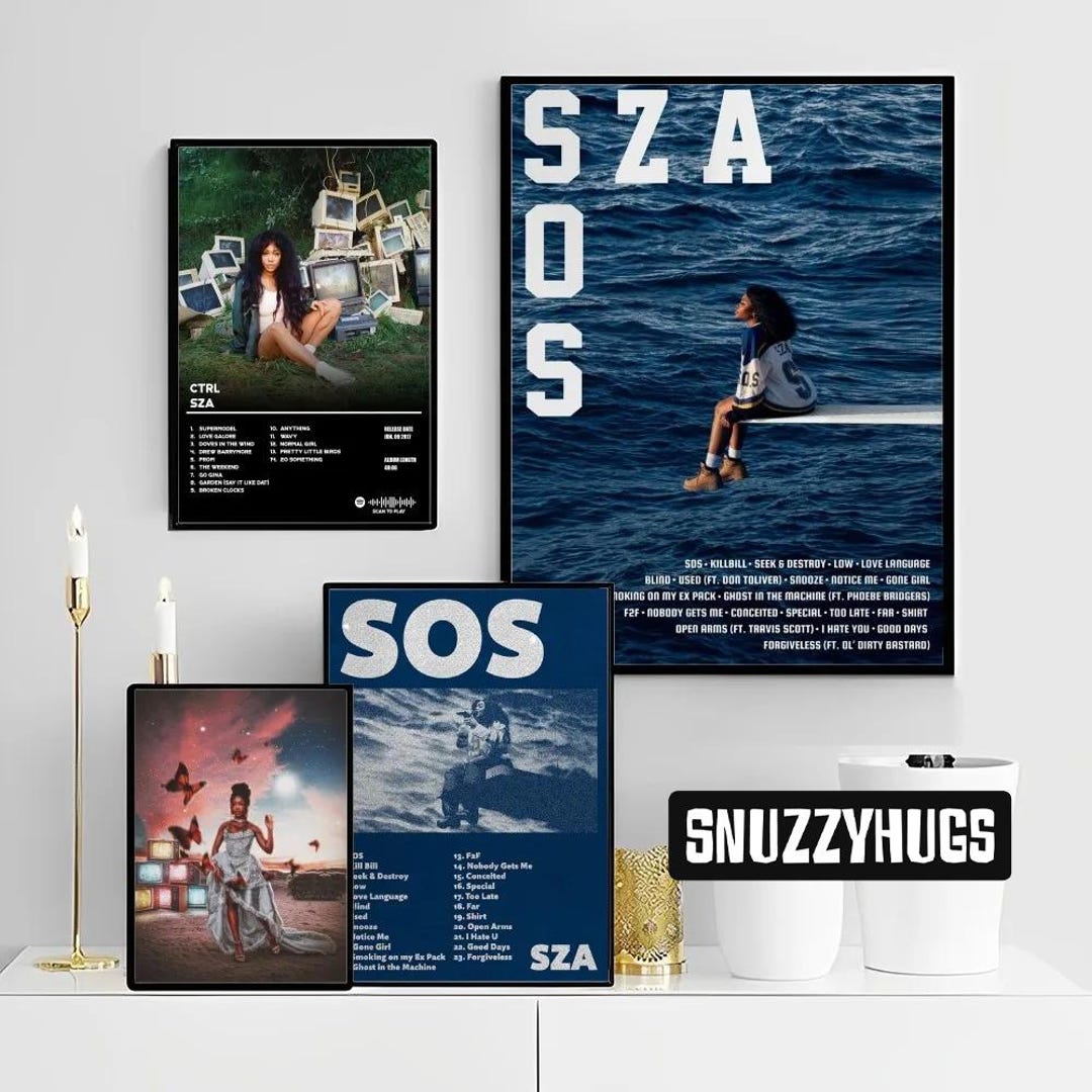 SZA Album Poster – SOS and CTRL Cover Wall Art | Aesthetic R&B Decor ...