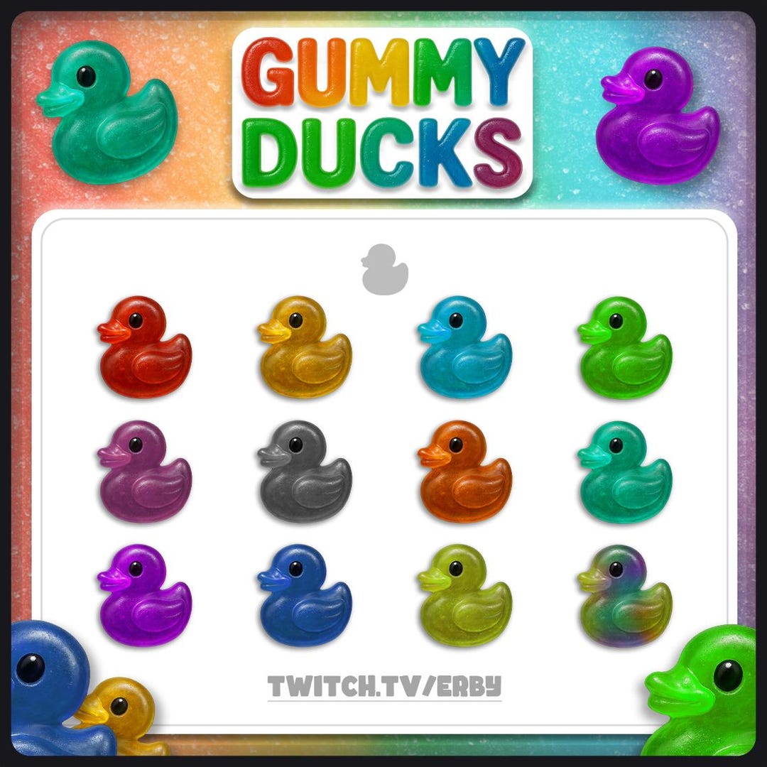 12x Gummy Duck Twitch Sub Badges / Rubber Ducks / Sub Badges / Duck Sub ...