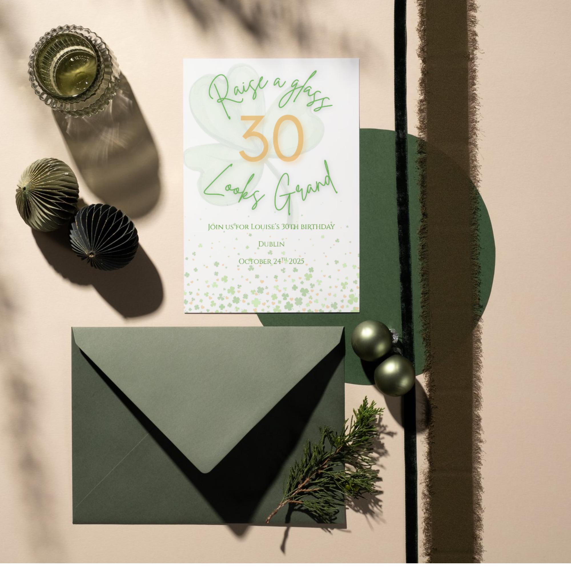 Editable Irish Birthday Invitation: Dublin Shamrock Theme (PDF Download ...