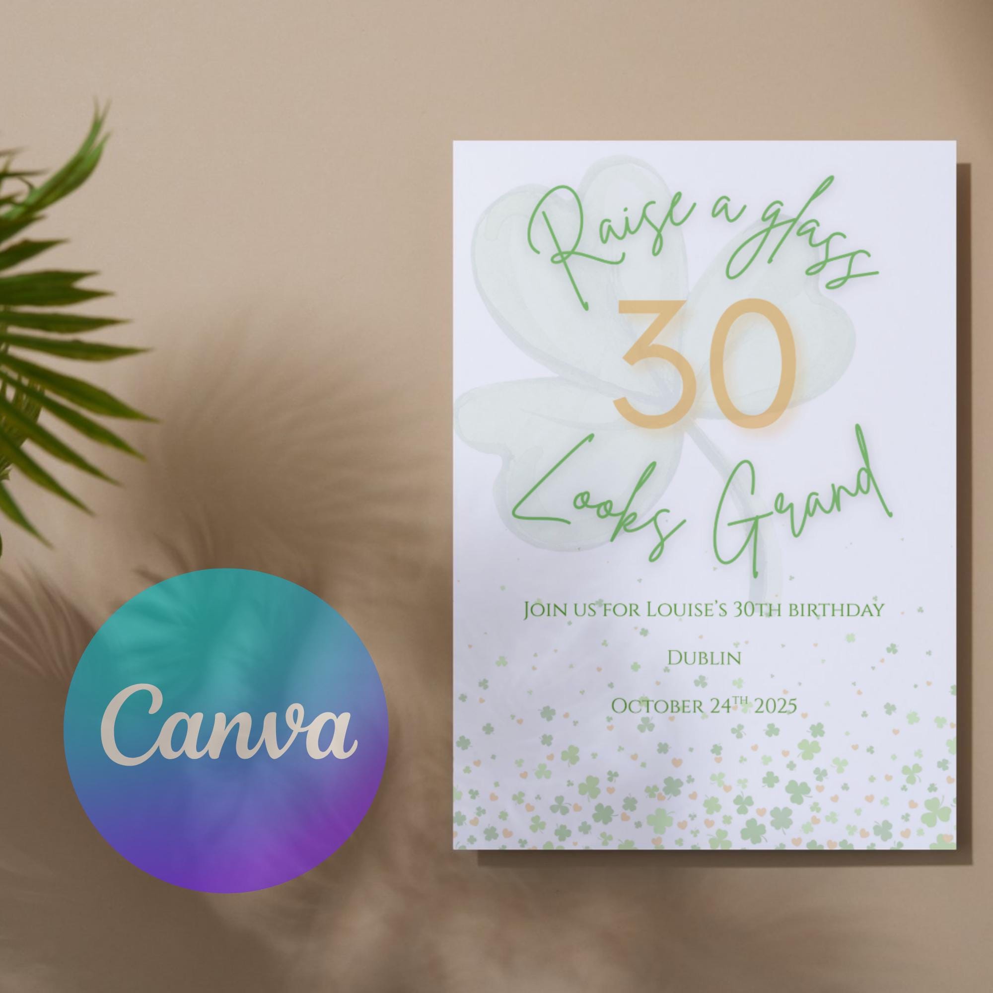 Editable Irish Birthday Invitation: Dublin Shamrock Theme (PDF Download ...