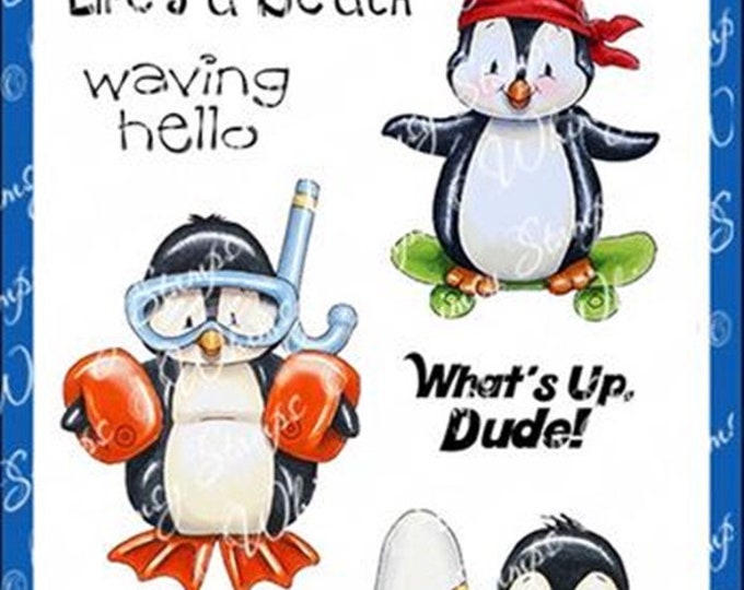 Whimsy Stamps -- Penguin Life's a Beach -- NEW -- (#3180) - Etsy