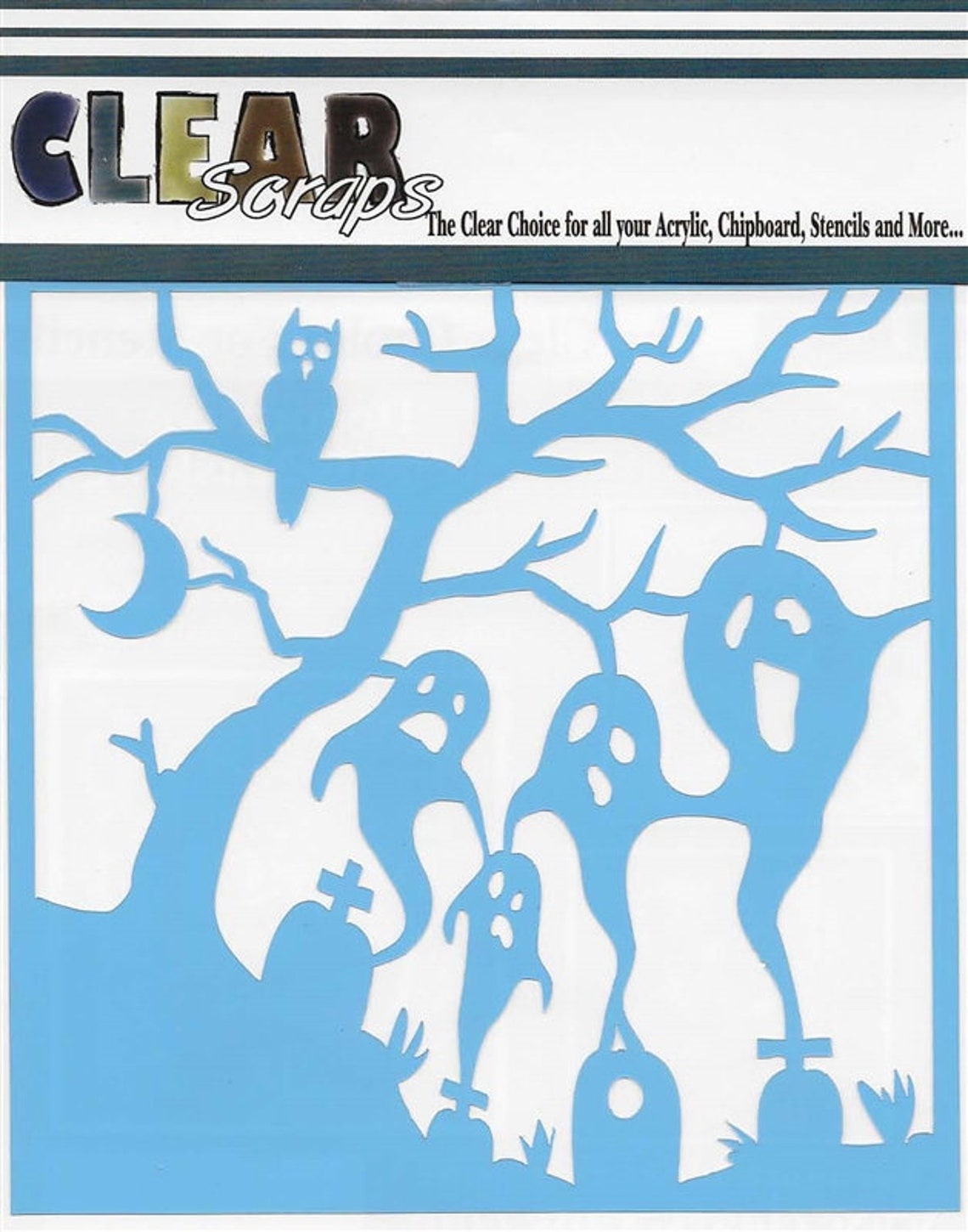 Clear Scraps Designer Stencil -- New -- Spooky Graves -- (#4001) - Etsy