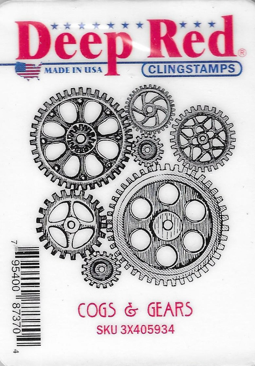 Deep Red Cling Stamps -- Cogs and Gears -- NEW -- (#3804) - Etsy
