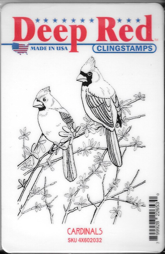 Deep Red Cling Stamps Cardinals NEW 2498 | Etsy