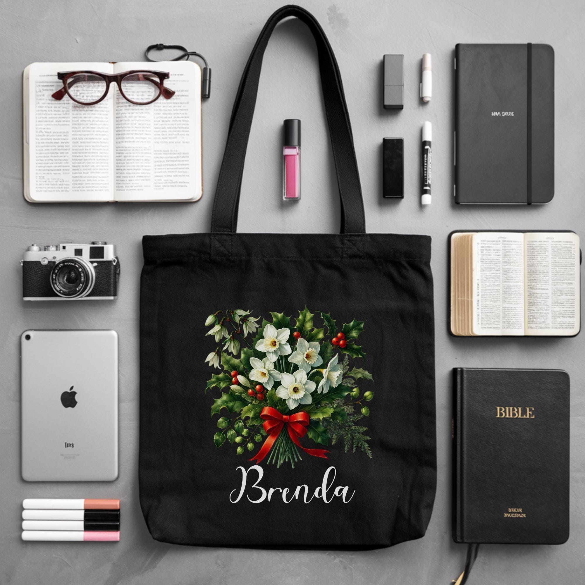 Personalized Floral Tote Bag: Custom Colorful Flower Bouquet Print - Etsy
