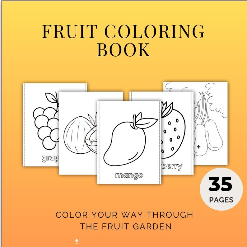 Fruit Coloring Book - Etsy