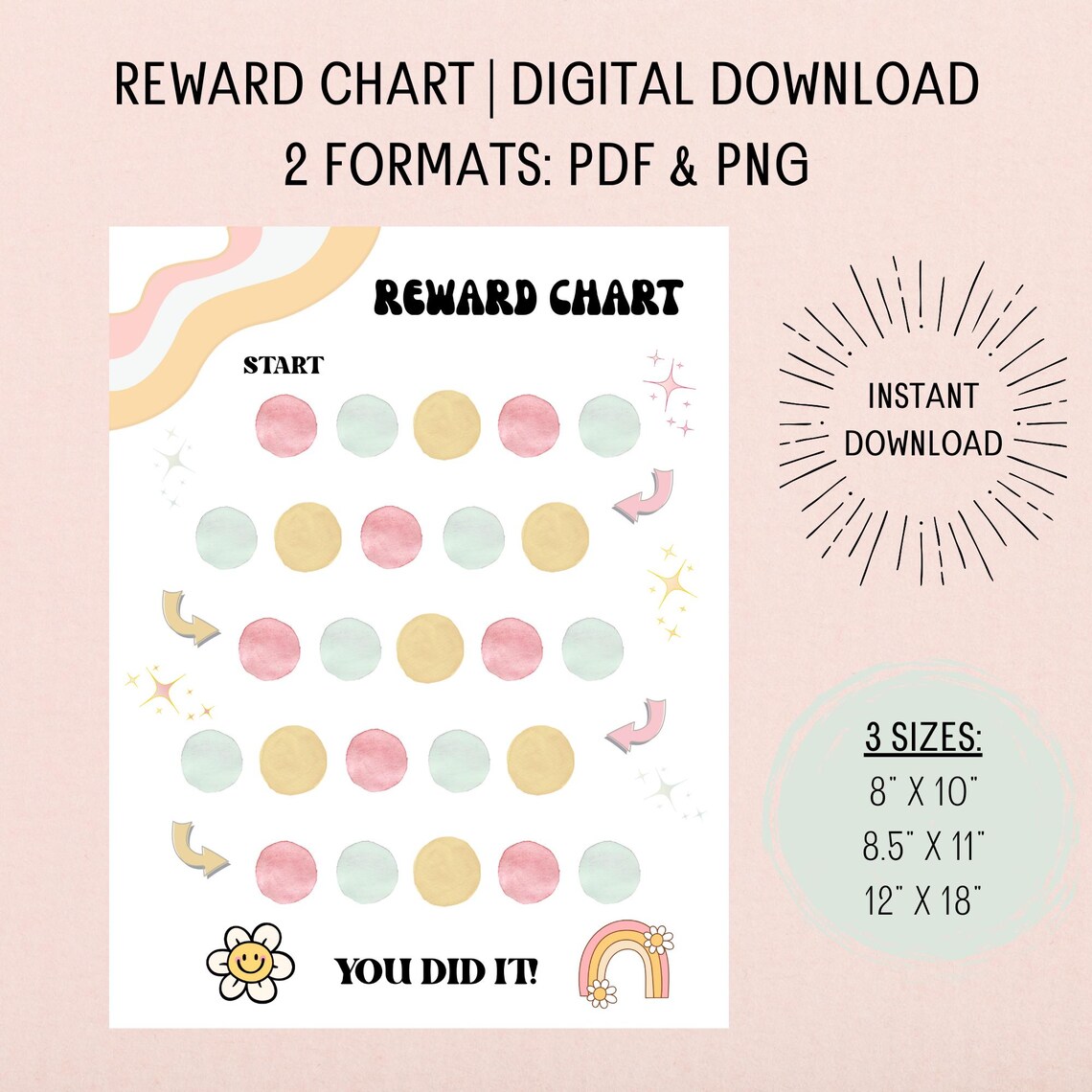Printable Reward Chart for Girls, Routine Chart, Rewarding Kids ...